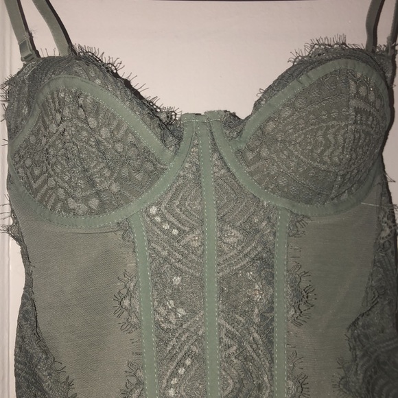 Garage | Tops | Garage Corset Lingerie Crop Top Sage Green | Poshmark